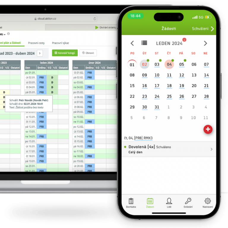 Jednoduchá docházka online | Aktion